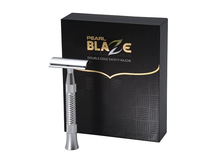 Pearl Shaving Blaze Double Edge Safety Razor for Men - Reusable Metal Razor Made with CNC process | Premium Shaving Razors| Men's Safety Shaving Razor Kit for Valentine's day Gift