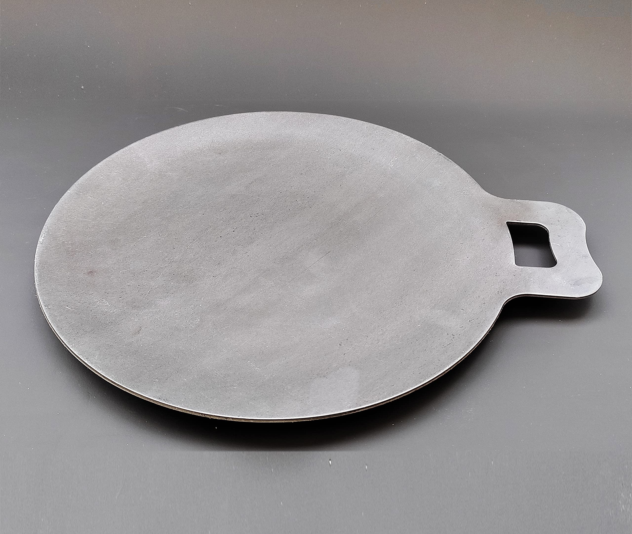 Nakshathra Iron Dosa Tawa Iron Dosa Kallu CookwareLarge Size Dosa Iron Tawa - 14 In with Handle Export Quality, Black