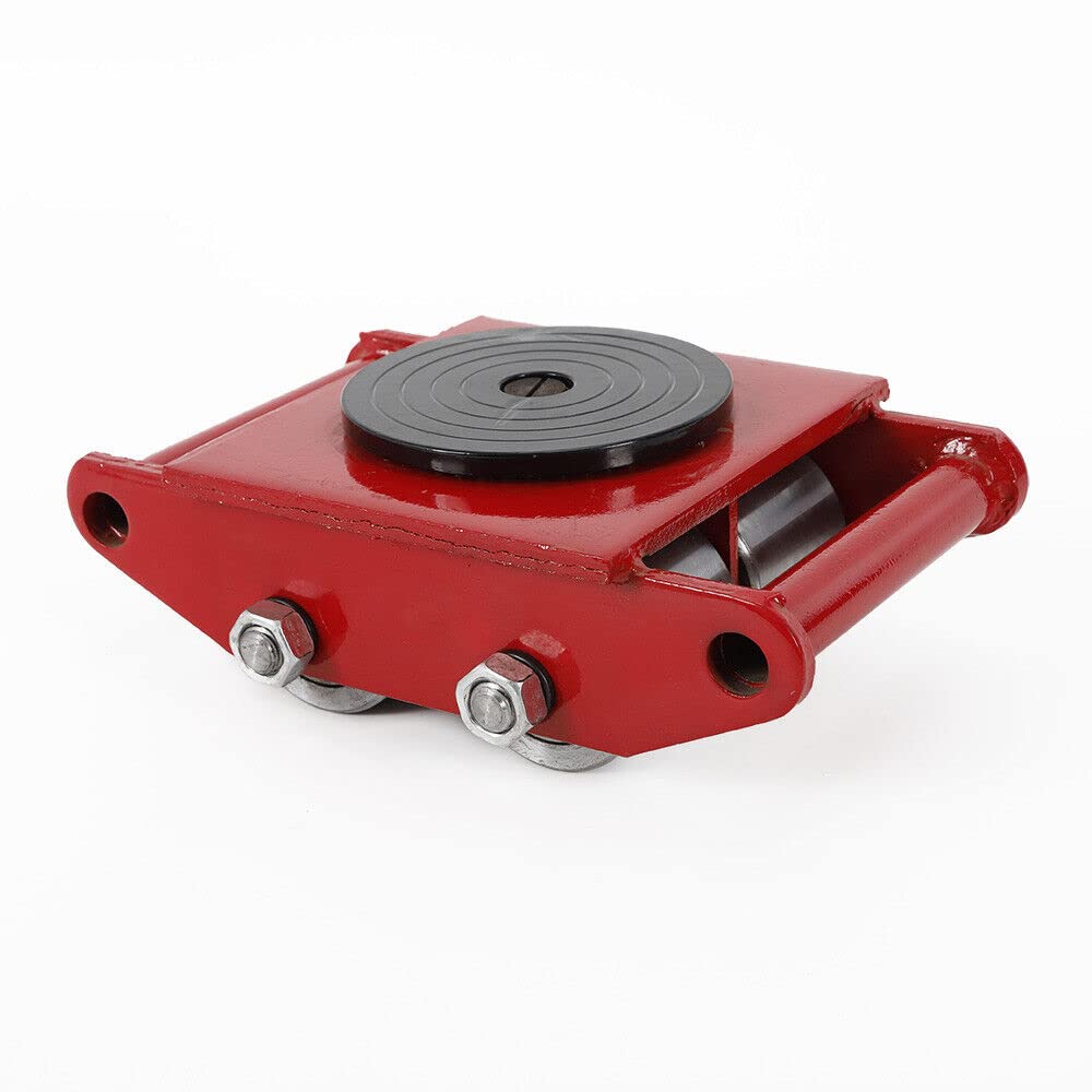 Machine Skates, 6T Machinery Skate Dolly 13200lbs Machinery Moving Skate, Machinery Mover Skate w/ 360° Rotation Cap and 4 Rollers, Heavy Duty Industrial Moving Equipment (Red)