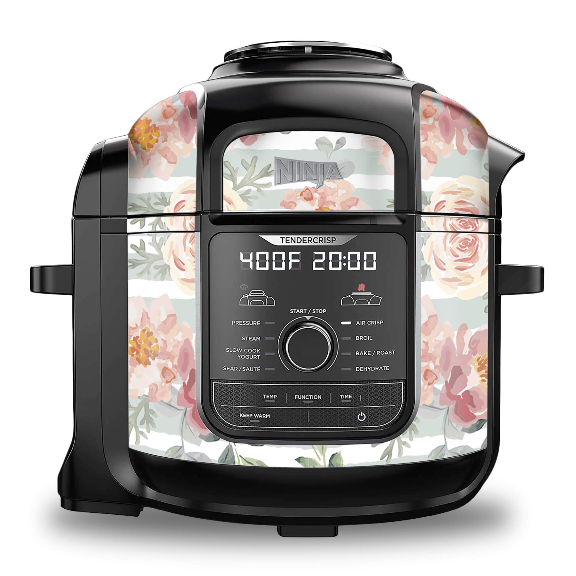 KRAFT'D Wrap for Ninja Foodi 8 Quart - QT Accessories Cover Sticker - Wraps fit Deluxe Cooker Mdl: FD402 LP3 | Pastel Floral Rose