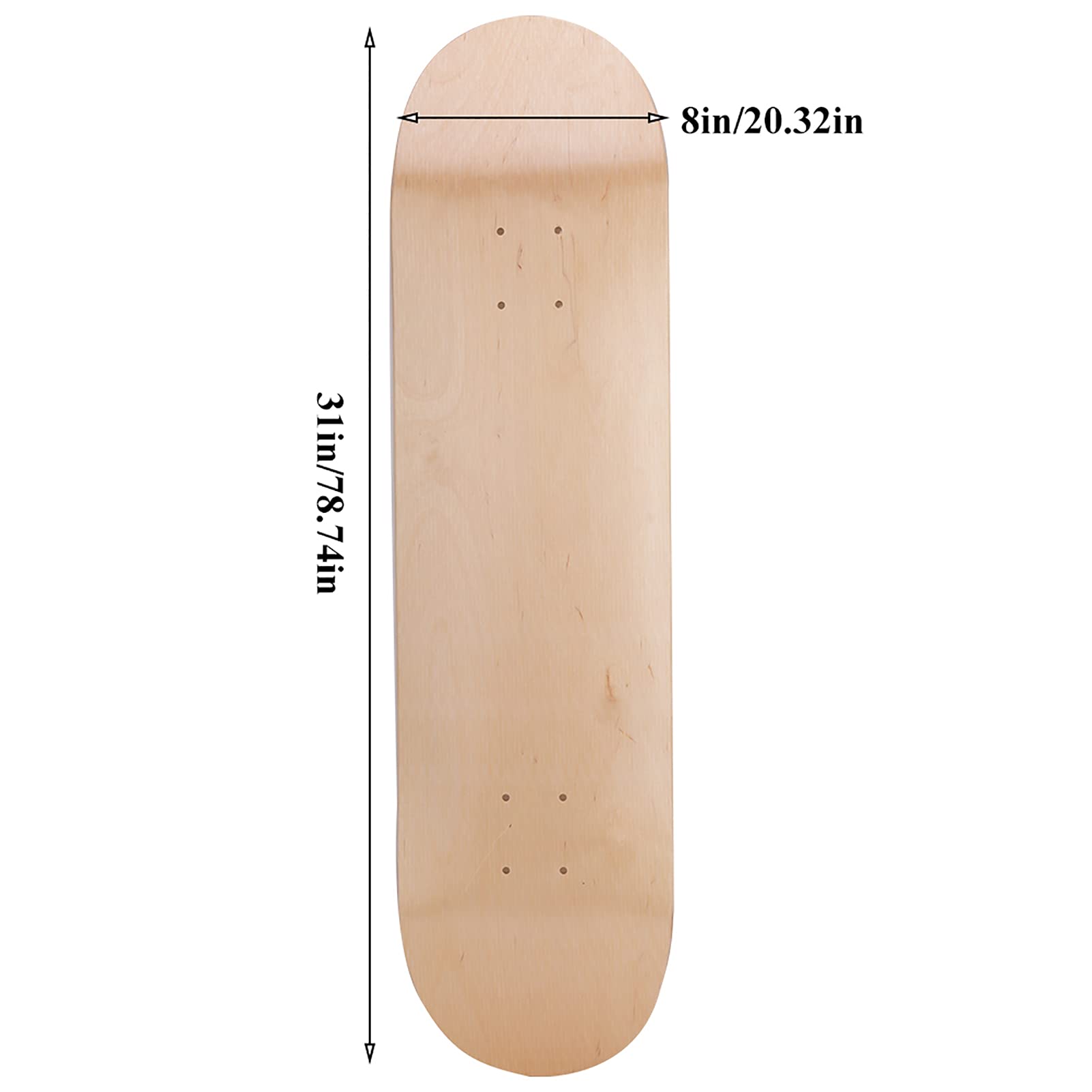 Keenso Wood Skateboard Deck, Maple Wood Blank Double-Warped Skateboard Deck Wooden Concaved Skateboard Deck Concave Board Accessory for Skate Scooter