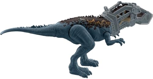 Mattel Jurassic World Mega Destroyers Carcharodontosaurus Posable Dinosaur Action Figure Toy with Attack and Breakout Features, Blue