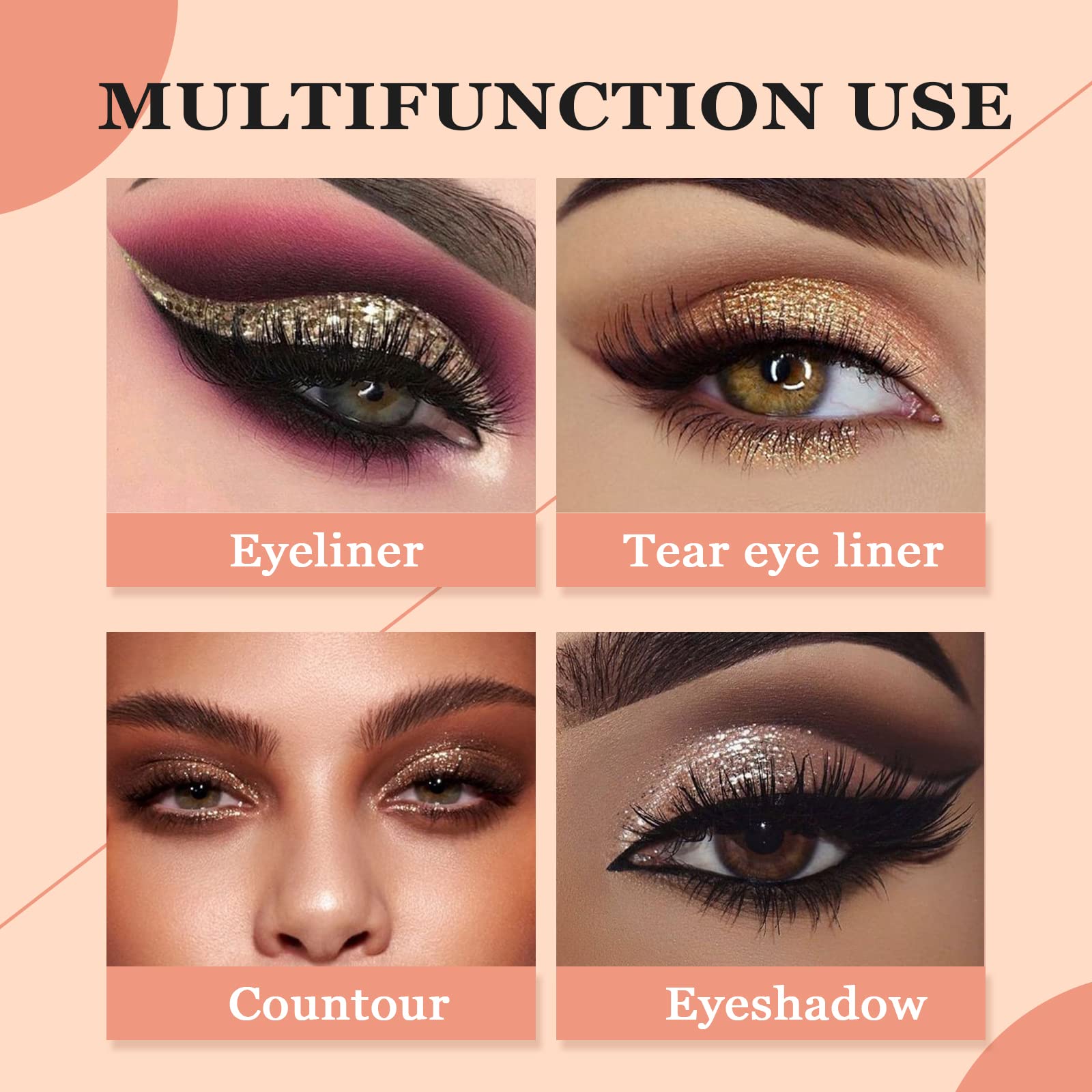 Rechoo 8 Colors Glitter Liquid Eye liner Set for Eye Makeup, Waterproof Superstay Long Lasting Shiny Eye Liners Pencil (8 Glitter Colors)