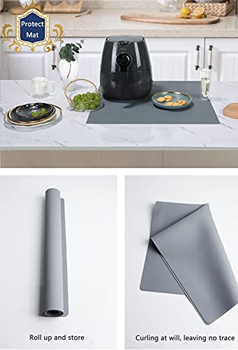 Multipurpose Silicone Mats for Kitchen Counter, Countertop Protector, Heat Resistant Mat for Air Fryer to Site on, 23.6"x23.6"x0.08" Dark Grey