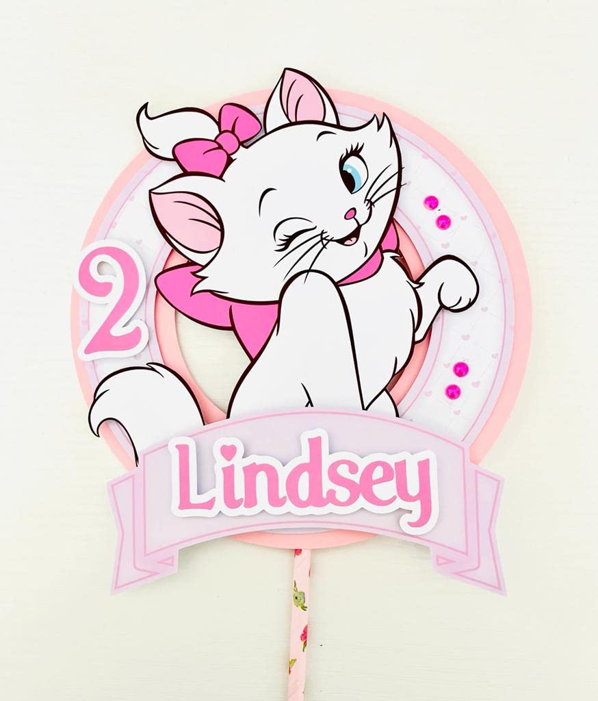 Personalized Marie the cat Themed Cake Topper