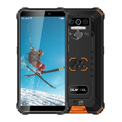 OUKITEL Rugged Cell Phone WP5 Pro, Unlocked Smartphone 4GB+64GB 5.5''HD+ Screen, 8000mAh Battery IP68 Waterproof Rugged Smartphone, 4G LTE Dual-SIM Android 10 System, 13MP Triple Camera Face ID