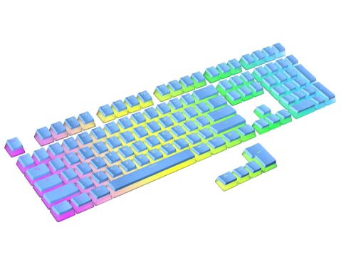 Ranked Pudding PBT Keycaps | 112 Double Shot Translucent ANSI US & ISO Layout | OEM Profile for RGB Mechanical Gaming Keyboard (Blue Malibu)