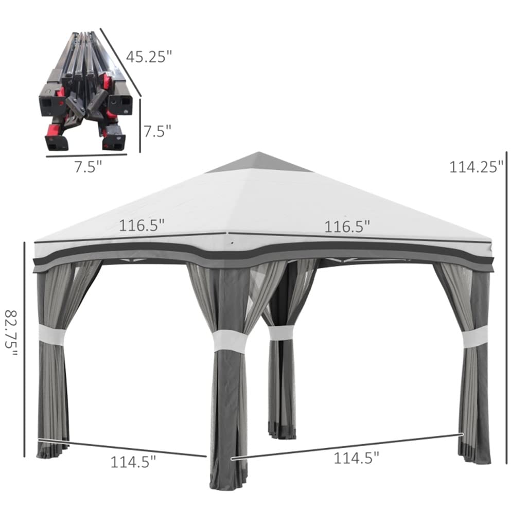 JAHH 10' X 10' Pops Up Canopy with Netting, Foldable Tents for Parties, for Wedding Festival Activities,GrayHighlights