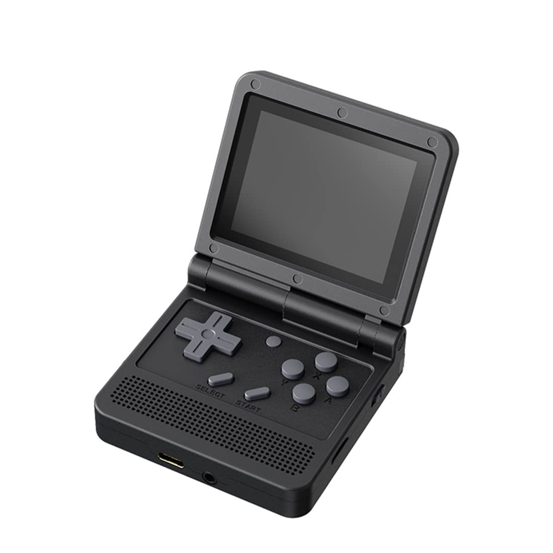 MOCDIY Powkiddy V90 Handheld Game Console Mini Foldable Retro Game Console 64G with 6000 Games (Black)