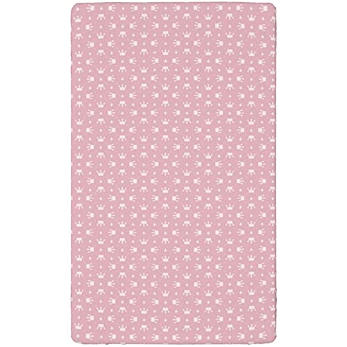 Royal Themed Fitted Crib Sheet,Standard Crib Mattress Fitted Sheet Ultra Soft Material-Baby Crib Sheets for Girl or Boy,28“ x52“,Dried Rose and White