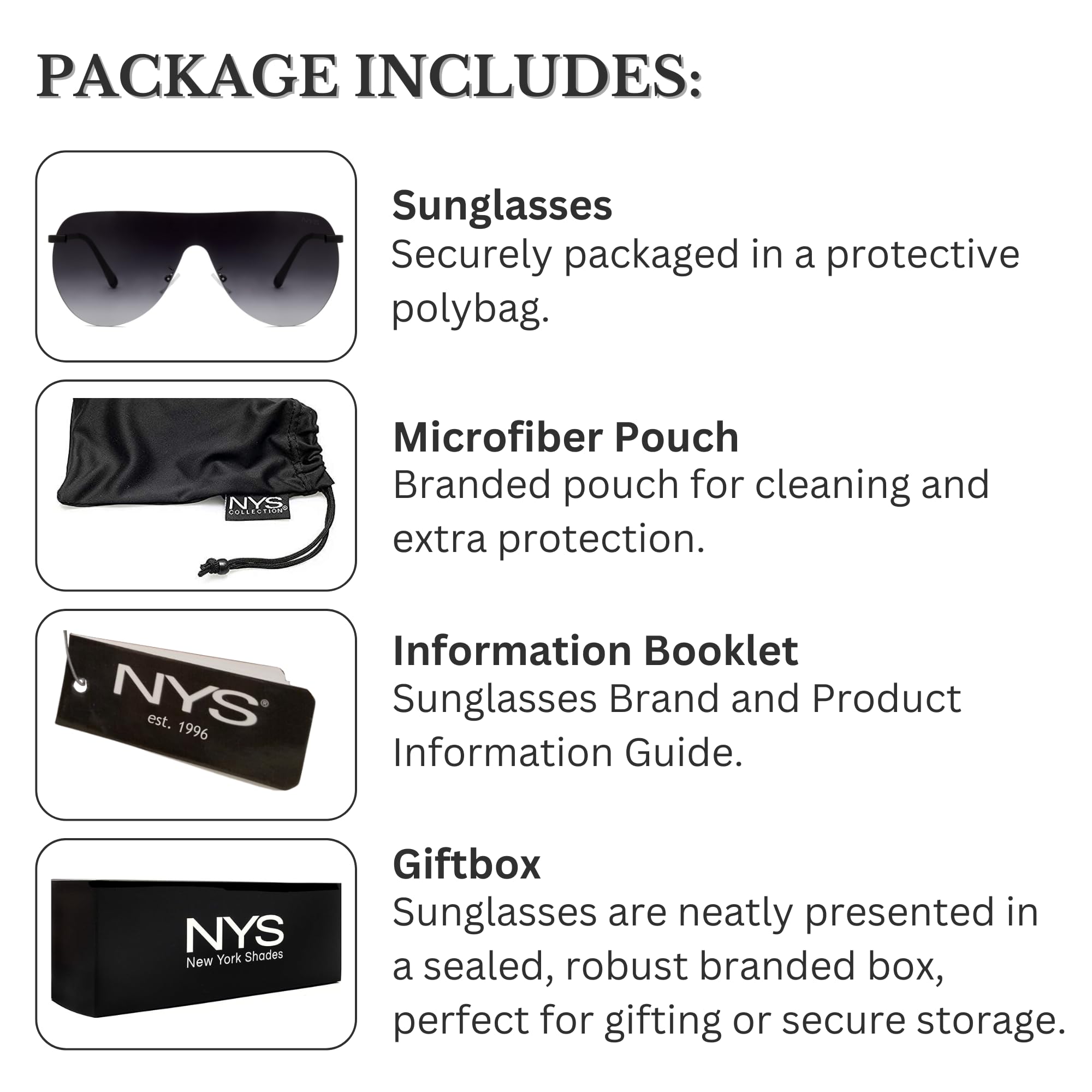 NYS Collection Flat Top Shield Metal Aviator Sunglasses for Men Women 100% UV400 Protection (Clear)