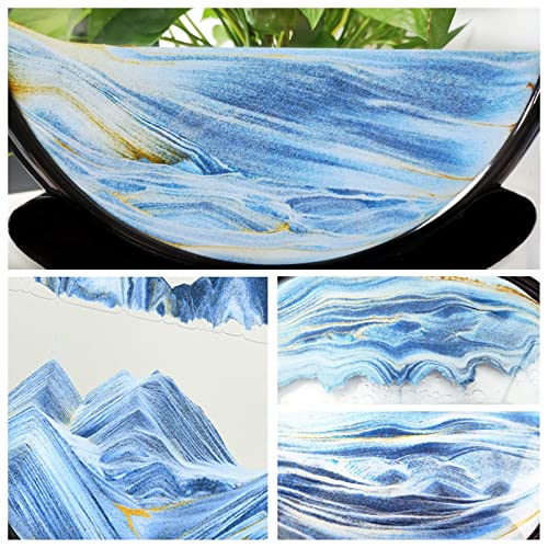 Moving Sand Art Picture Liquid Motion 12'' Home Decor Large Sandscapes 3D Deep Sea Dynamic Sand Painting Ornaments Desktop Decoration for Office, Bedroom