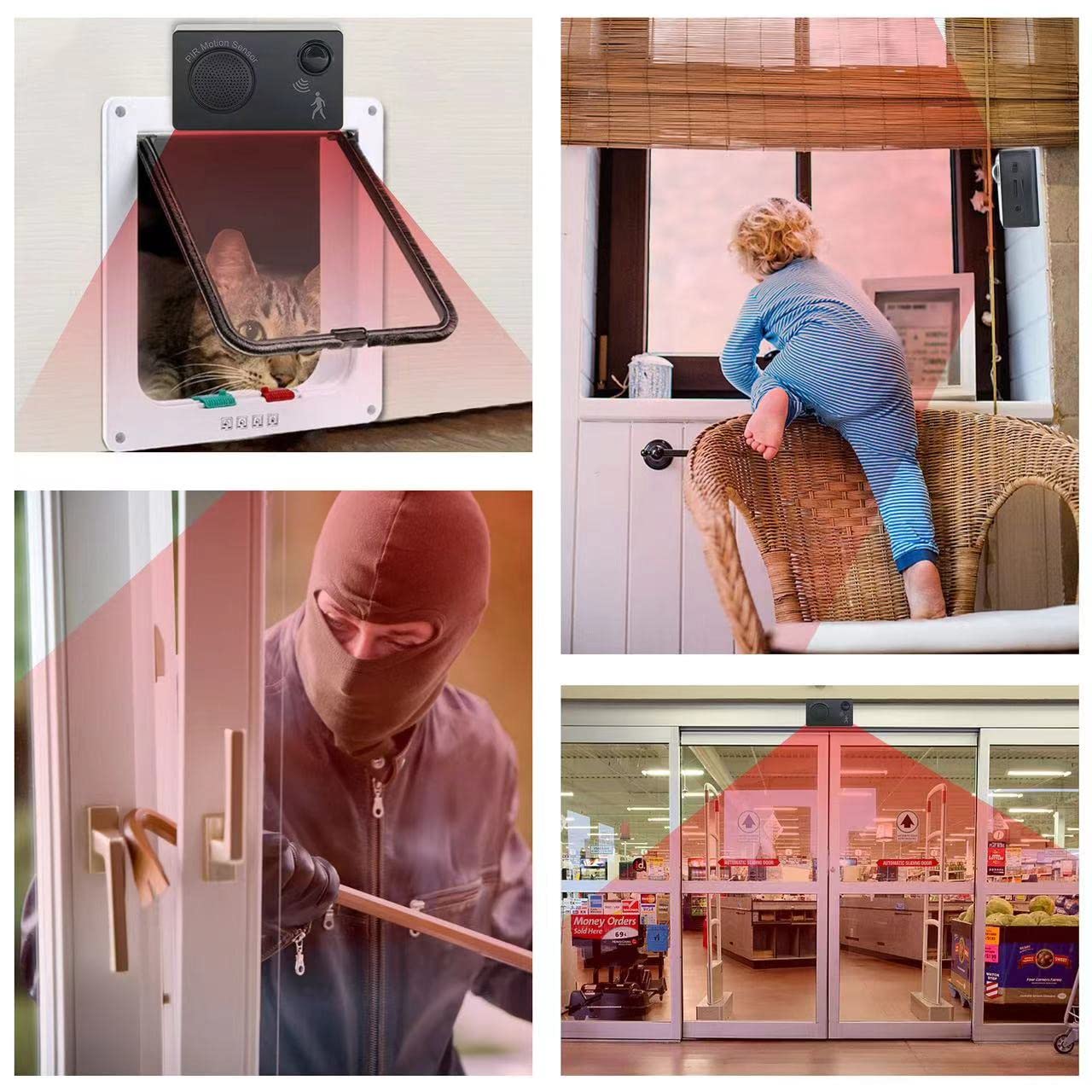 Recording Sound Through Phone-Mini PIR Motion Sensor-Welcome Alarm-Sound Motion Doorbell- Home Security Driveway Alarm- Store Welcome Entry Chime- Audio-in Download Function-Black (Battery Included)