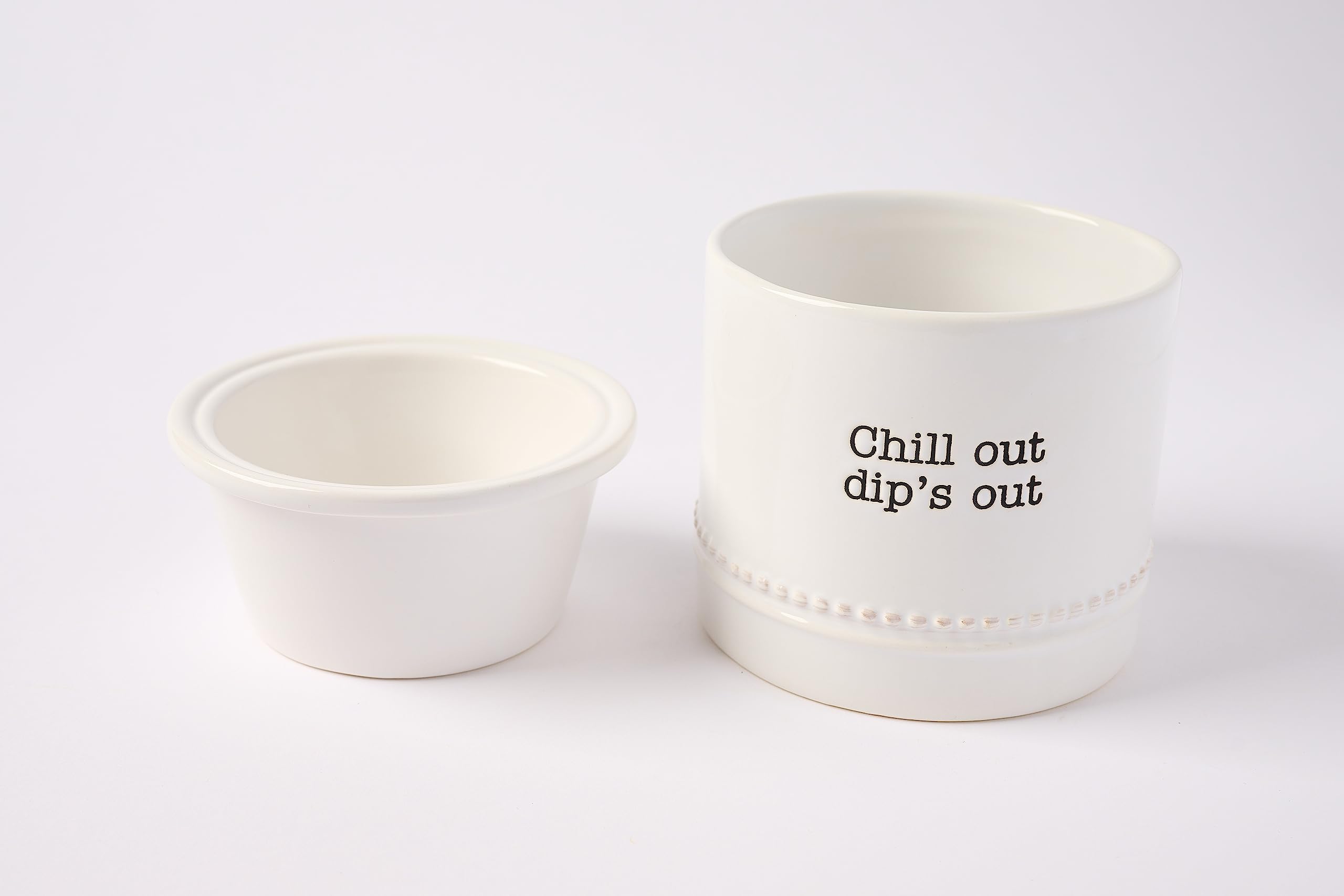 Mud Pie Circa Dip Chiller, White, assembled 5" x 4.5" dia