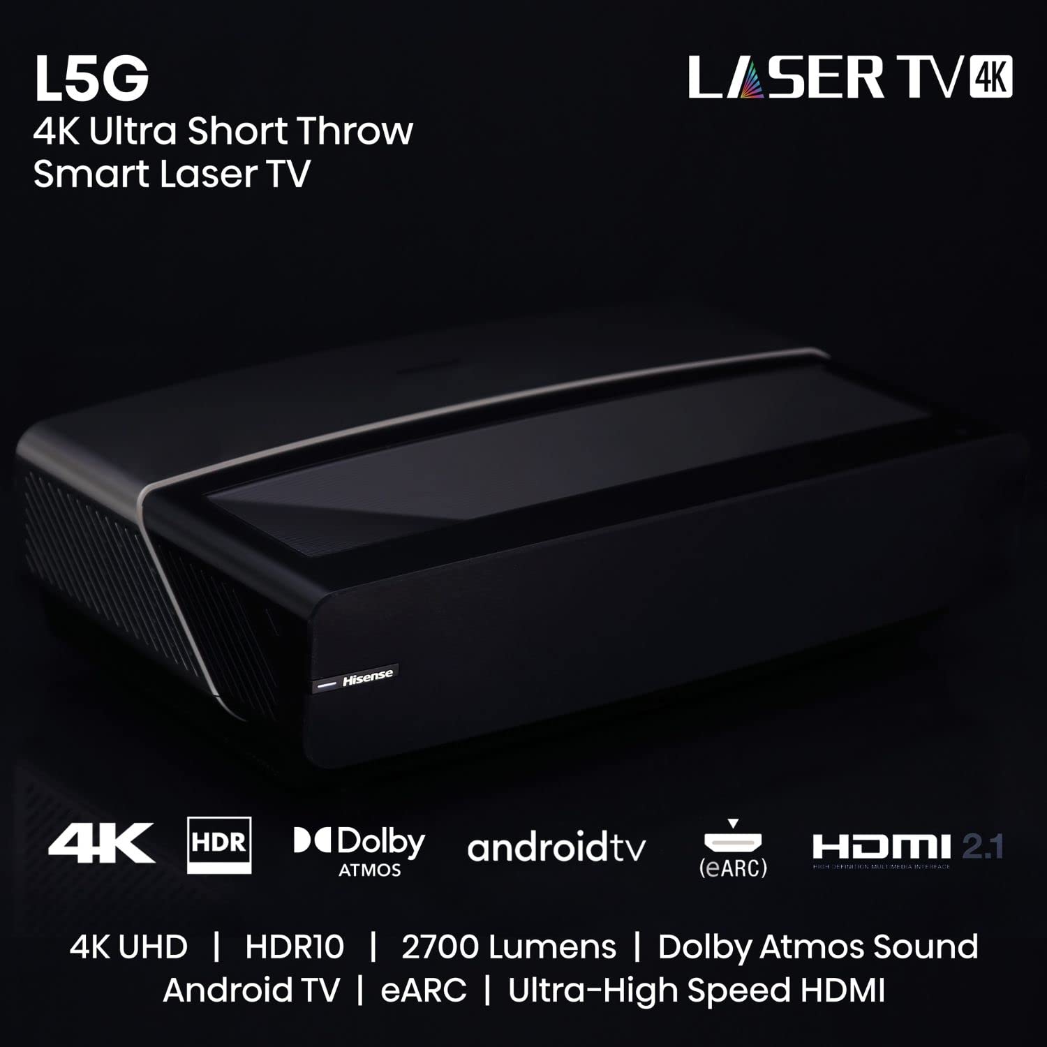 Hisense 120L5G-CINE120A 120" 4K Ultra-Short-Throw LASER TV & 120'' ALR Cinema Screen - (Renewed)