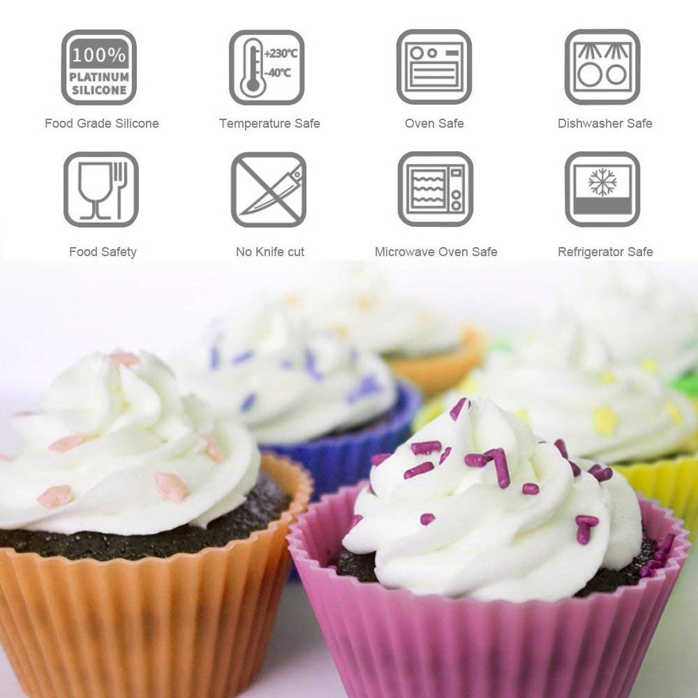 Mirenlife Reusable and Non-stick 2 Inch Mini Size Silicone Baking Cups/Muffin Cups/Mini Cupcake Liners/Mini Chocolate Holders/Truffle Cups -24 Pack-6 Vibrant Colors (Rose)