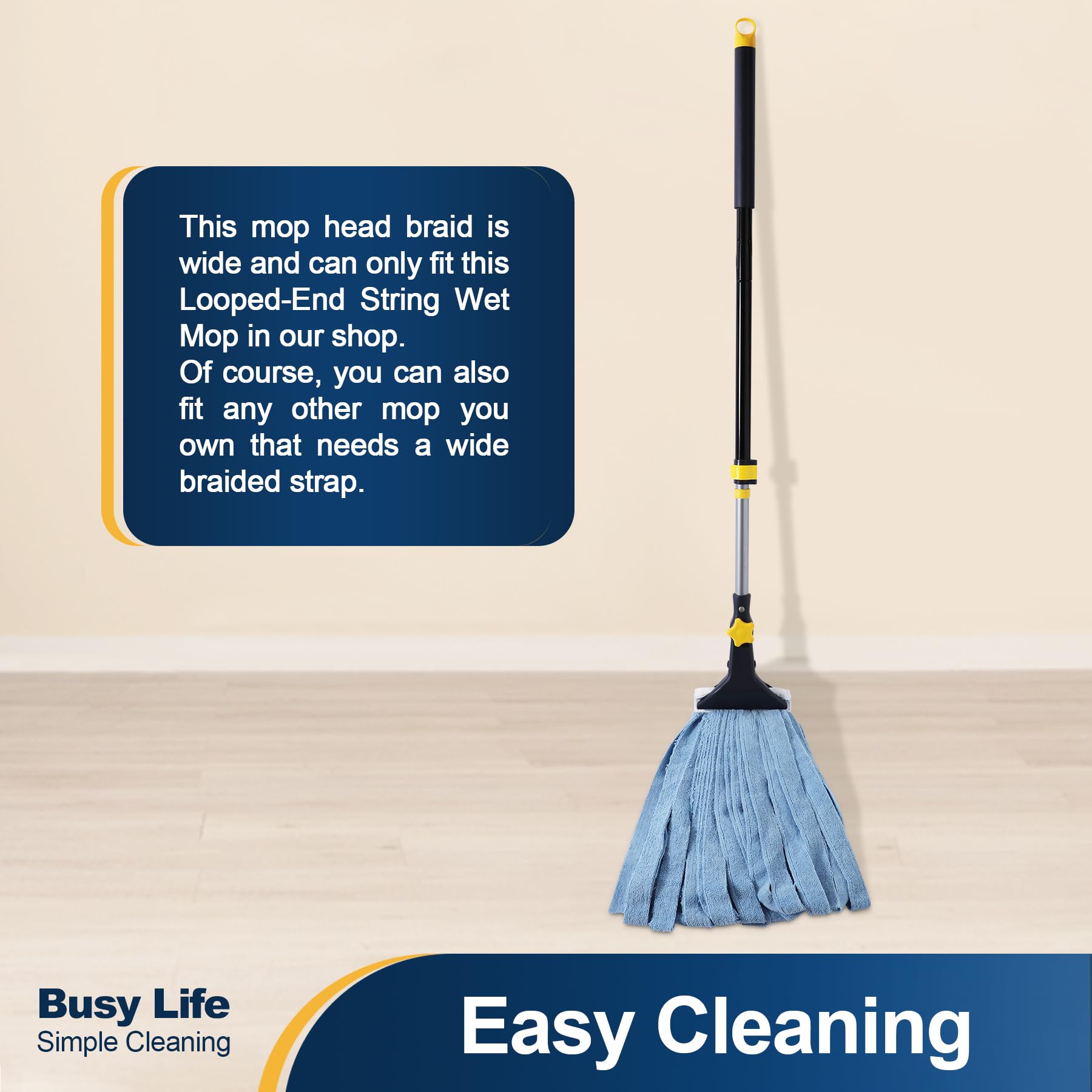 Yocada Looped-End Microfiber Cloth Mop Replacement Head Refill Heavy Duty Microfiber Commercial Industrial Grade Floor Cleaning 3PCS