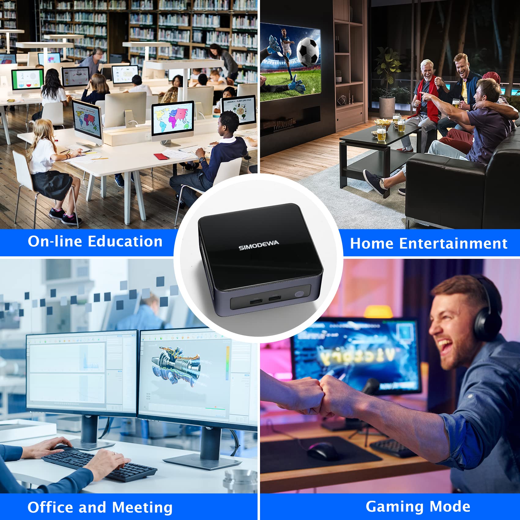 SIMODEWA Mini PC - 12TH Intel Alder Lake - N N95 up to 3.4 GHz, 8GB DDR4, 256GB NVMe SSD, Windows 11 Pro, 4K Display Dual HDMI, USB 3.0 * 4, WiFi 5 BT 4.2 for Office and Home Using