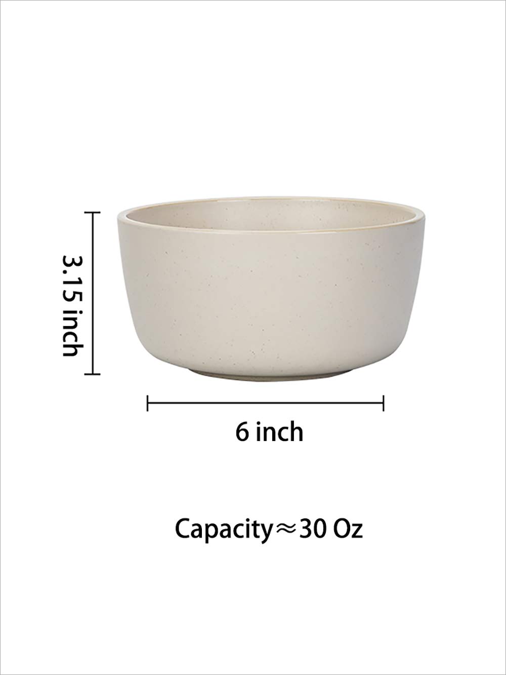 MDZF SWEET HOME 28 Oz Porcelain Bowl Set, 6 Inch Deep Bowl for Cereal, Soup, Fruit-Salad and Dessert Serving Bowls, Set of 4