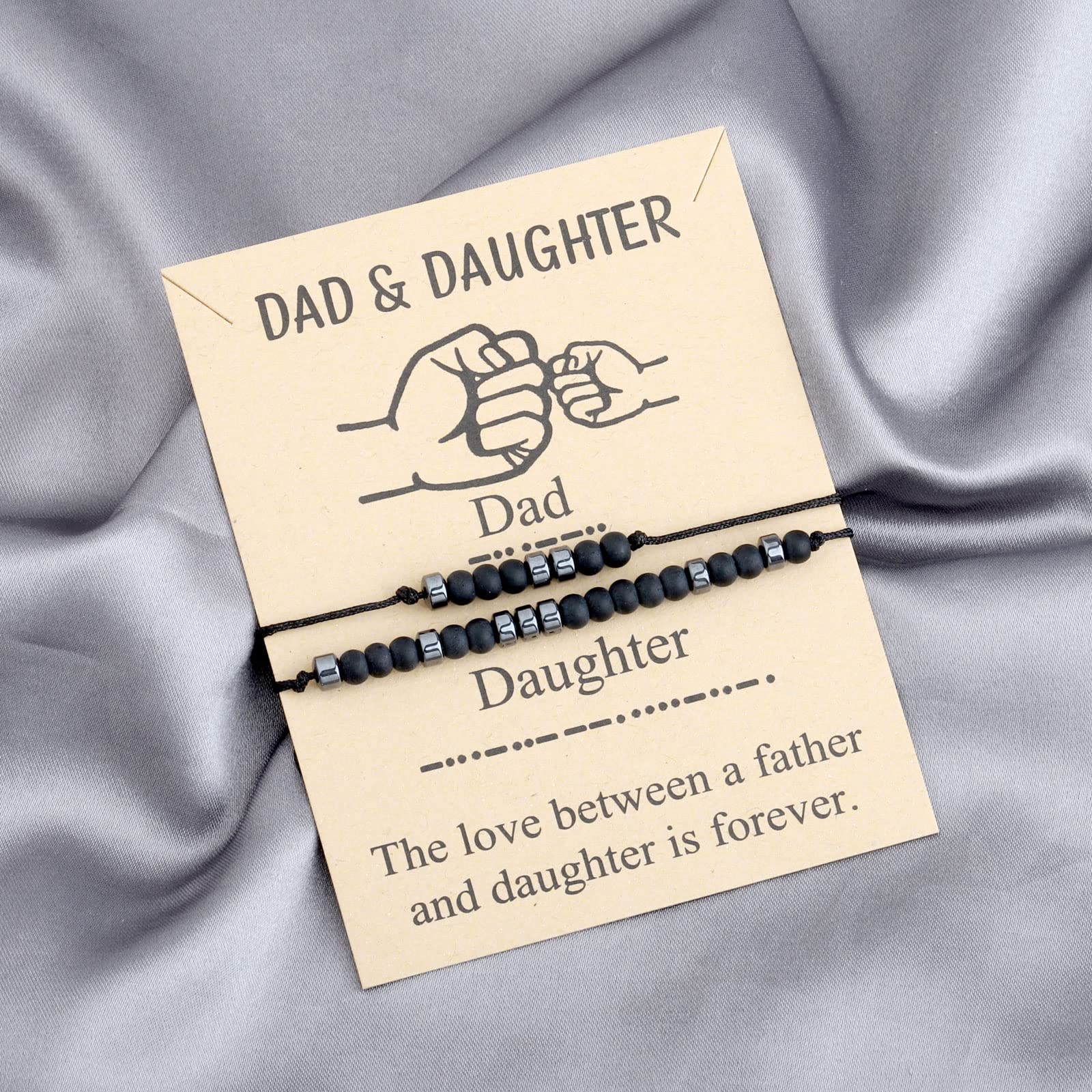 LQRI Dad and Daughter Matching Morse Code Bracelets Father Daughter Gift The Love Between A Father and Daughter Is Forever (Dad and Daughter)