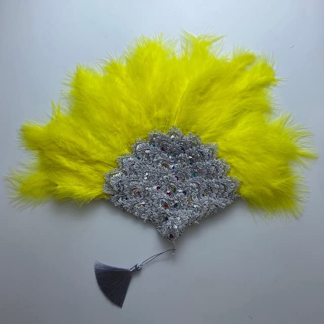 Msbfea Big Size Design African Orange Feather Fan Ladies Wedding Feather Fan for Bride Double Side Feather Nigerian Flower - 35cmx45cm Color 935