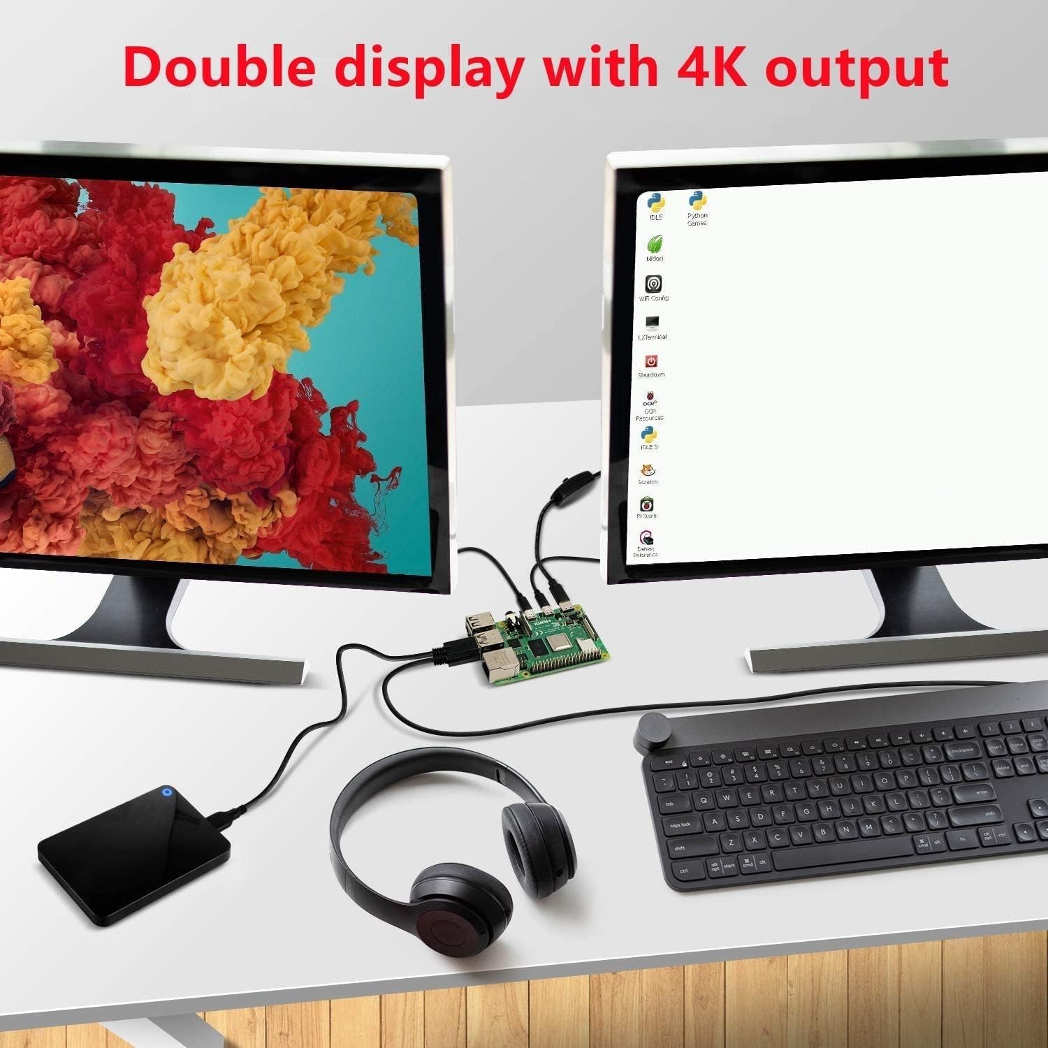 RasTech Pi 4 2GB Starter Kit 2GB RAM with 32GB Card 4 Copper Heatsink 2 HD Out Cable 5V 3A Power Supply with ON/Off Case Cooling Fan Card Reader Screwdriver