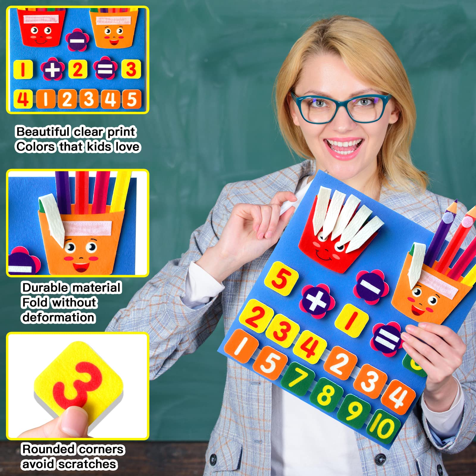 QCFDLCX Learning Numbers Felt Board for Toddlers,Counters for Kids Preschool Math,Math Games Manipulatives Kindergarten,Montessori Counting Toy for Kids