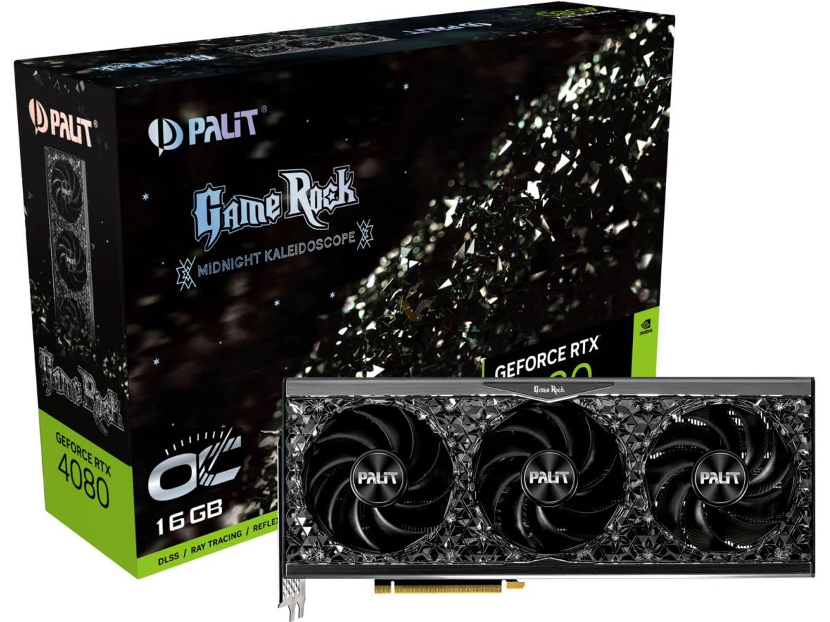 Palit GeForce RTX 4080 GameRock OC 16GB GDDR6X Graphics Card with ARGB SYNC, 9728 Core, 2205 MHz GPU, 2640 MHz Boost, 3X DisplayPort, HDMI