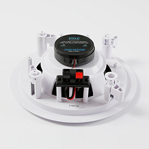 Pyle Pair 5.25” Flush Mount in-Wall in-Ceiling 2-Way Home Speaker System Spring Loaded Quick Connections Dual Polypropylene Cone Polymer Tweeter Stereo Sound 150 Watts (PDIC1651RD) White
