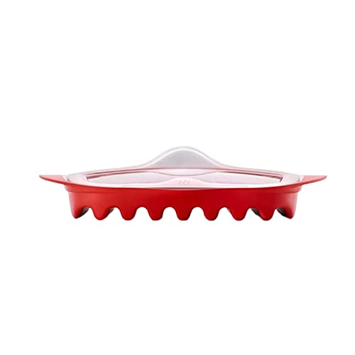 newkaijian Microwave Bacon Tray with Splatter Lid, Safety, Quick and with No Mess, Microwave Bacon Cooker Make Crispy Bacon in few Minutes(red)