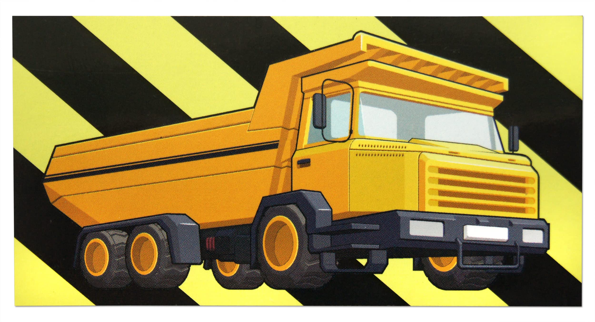 Novel Merk Construction Themed Small Rectangle Magnets Set Party Favors in Classic Dump Truck, Digger, Bulldozer, & Cement Truck Designs (12)