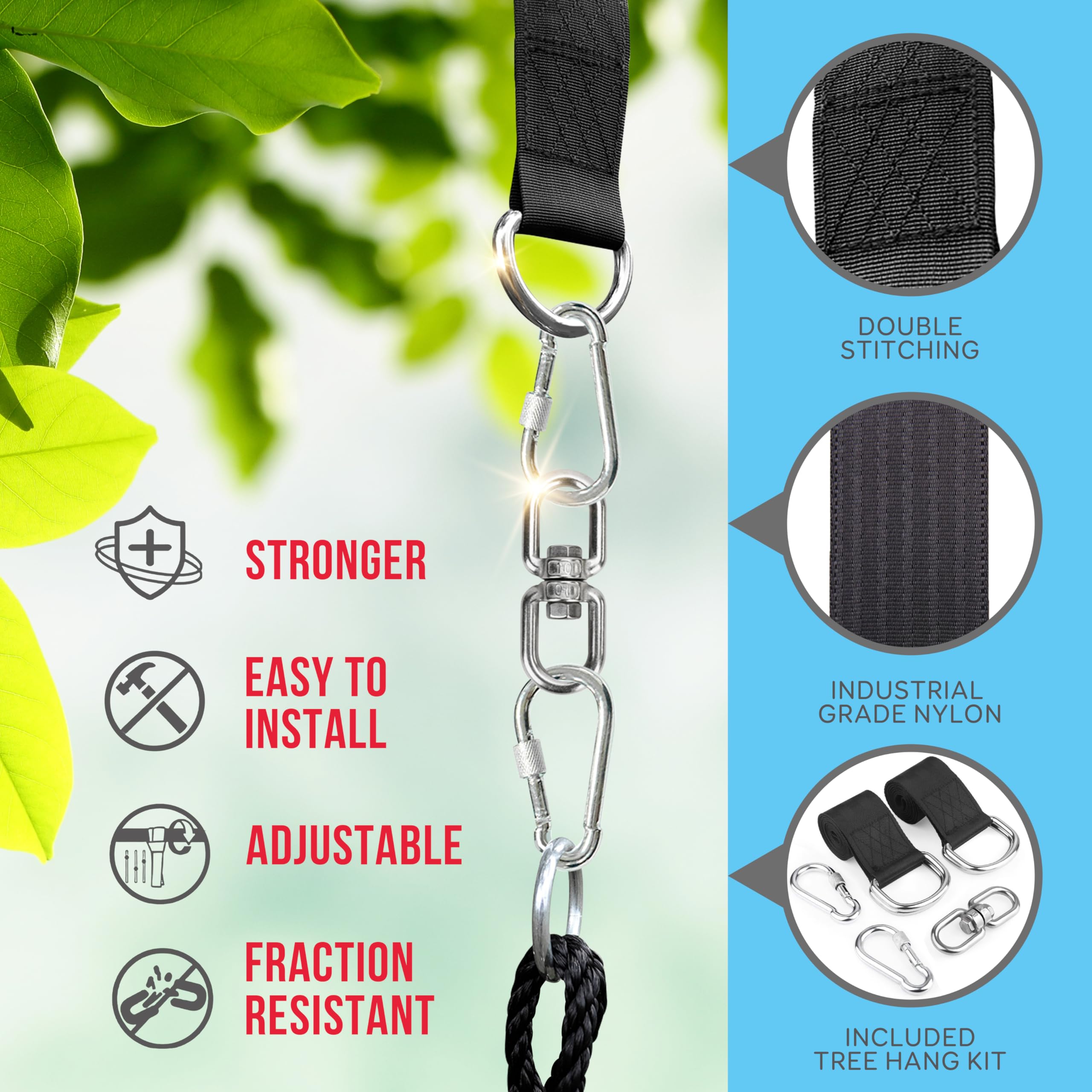 SereneLife 67" Giant Platform Tree Swing with Hang Kit, Outdoor Swing Set for Kids and Adults with 700 lbs Weight Capacity, Cushion Padded Metal Frame, Heavy-Duty Swing Ropes, Rainbow