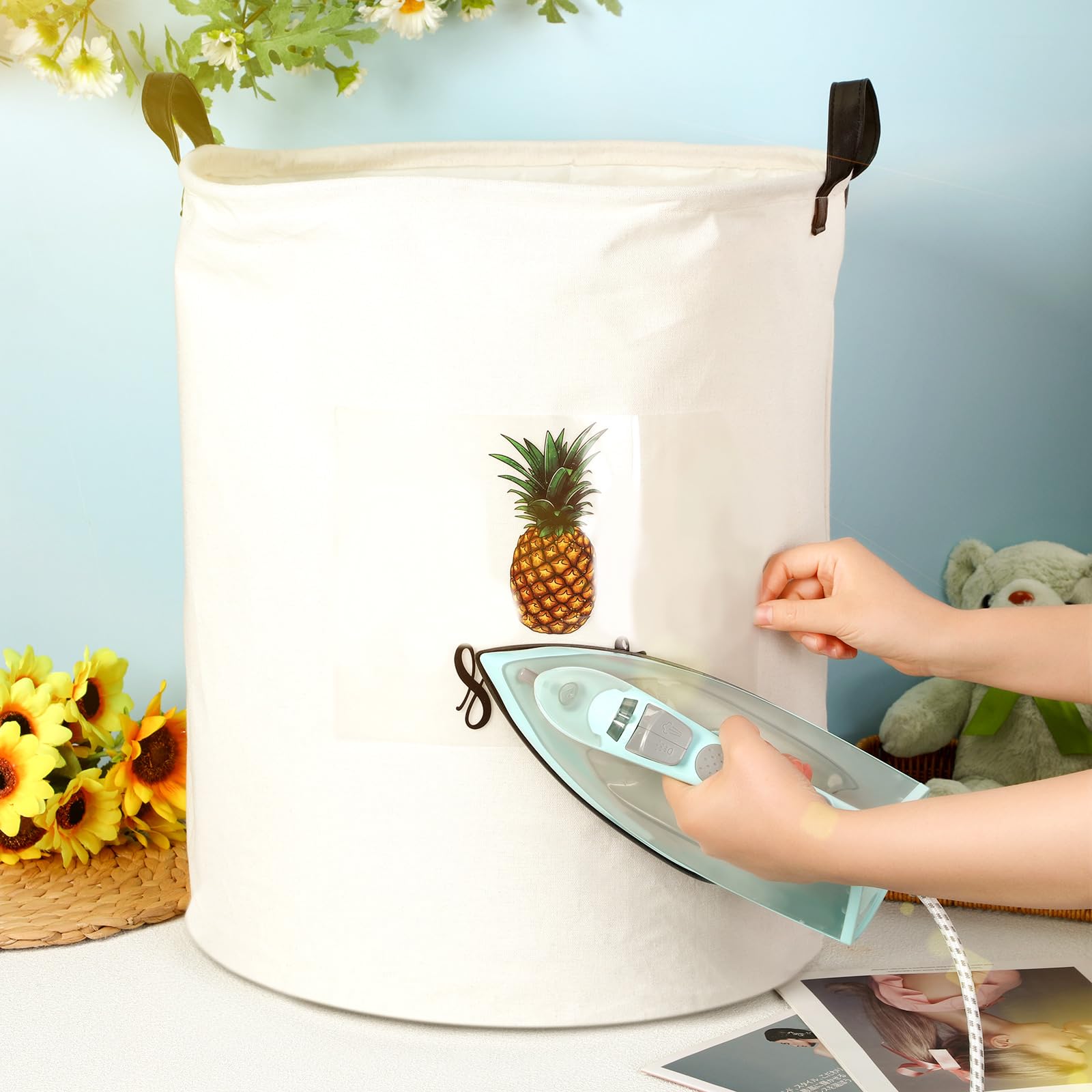 Tiangrid 2 Pcs 63l Laundry Baskets Sublimation DIY Laundry Hamper Collapsible Baby Laundry Basket with Handle for College Essentials Kids Baby Room Toys Home Storage (Textile Handle)