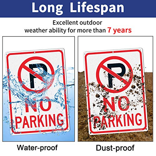 No Parking Sign With Symbol Sign (4 PACK), 14 x 10 Inches Reflective .40 Rust Free Aluminum, UV Protected, Weather Resistant, Waterproof, Durable Ink,Easy To Mount