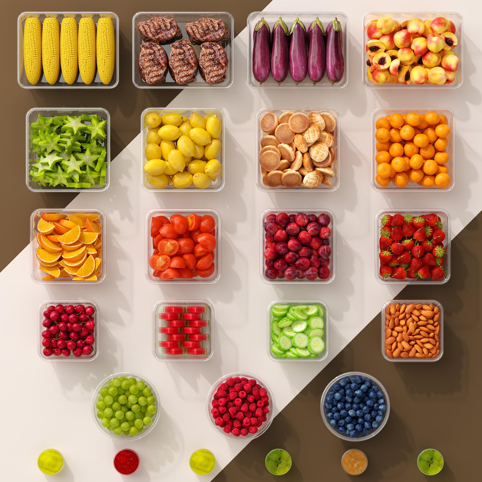 KEMETHY 50 PCS Food Storage Containers with Lids Airtight, Extra Large to Small Containers-Total 581.2oz, Kitchen Organization, Stackable, BPA-Free, Leak-Proof, Labels & Marker Pen