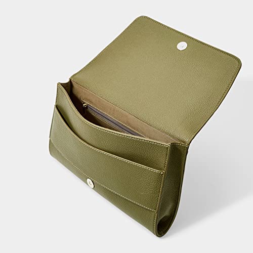 KATIE LOXTON Lila Envelope Closure Medium Womens Vegan Leather Clutch Purse Handbag Olive Green