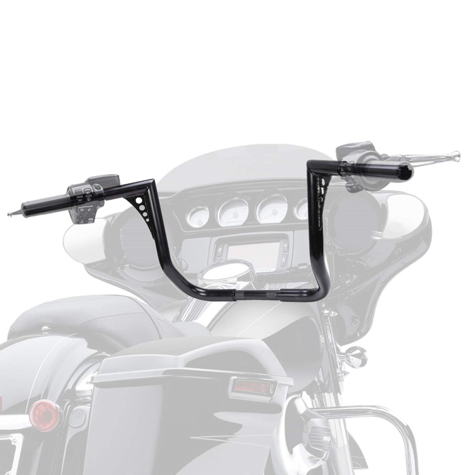 KEMIMOTO 14" Rise Ape Hangers Rise Ape Z Hangers Handlebar For Electra Glide Street Glide Ultra Limited 1-1/4'',Black