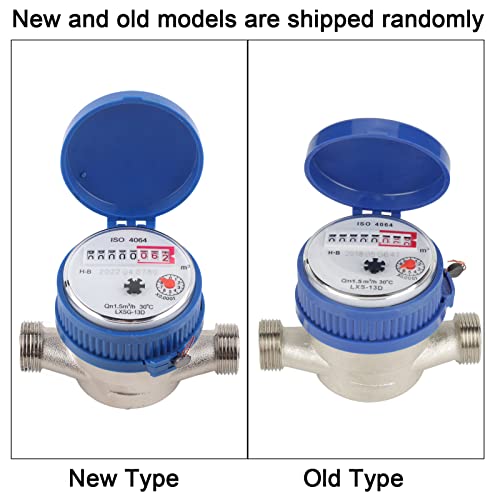 Oumefar 15mm 0.5 inch Water Flow Meter Cold Water Meter Arbitrary Rotation Function with Fittings for Garden and Home Usage