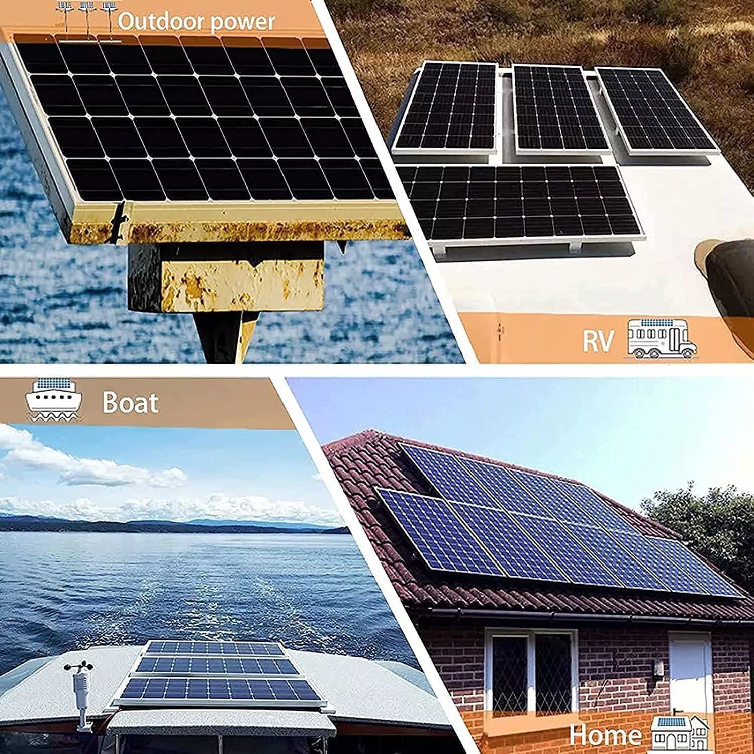 LOPMQRV 2400 Watt Solar Panel Kit, with 2pcs Charge Controller(40A) 4pcs 600 Watt Flexible Monocrystalline Solar Panel for 12-48V Battery Charging Car Battery Camper RV Yacht Battery Boat