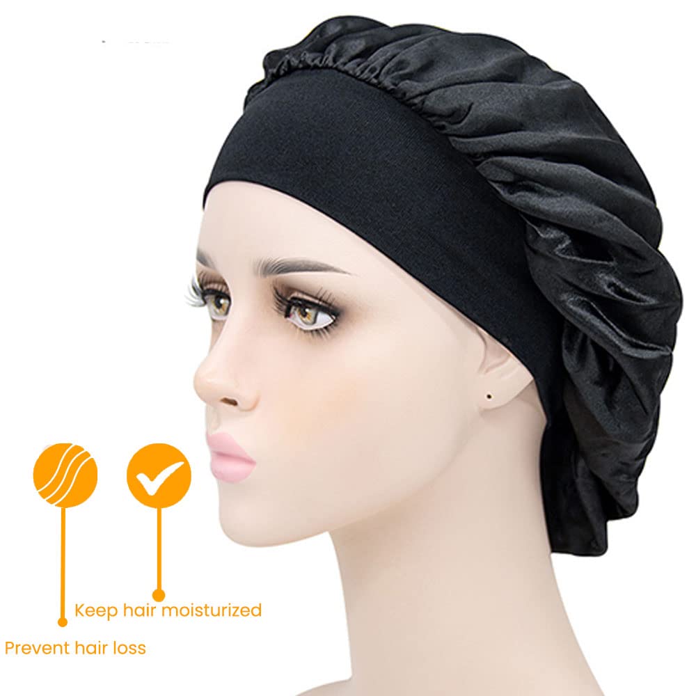Satin Bonnets for Women, 4PCS Silk Bonnet Hair Bonnet for Sleeping Silk Night Sleep Cap for Girls