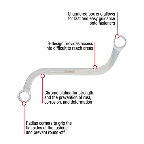 Sunex 9940M Metric S-Style Wrench Set, Fully Polished, 10 x 11mm - 18 X 19mm, 5-Piece