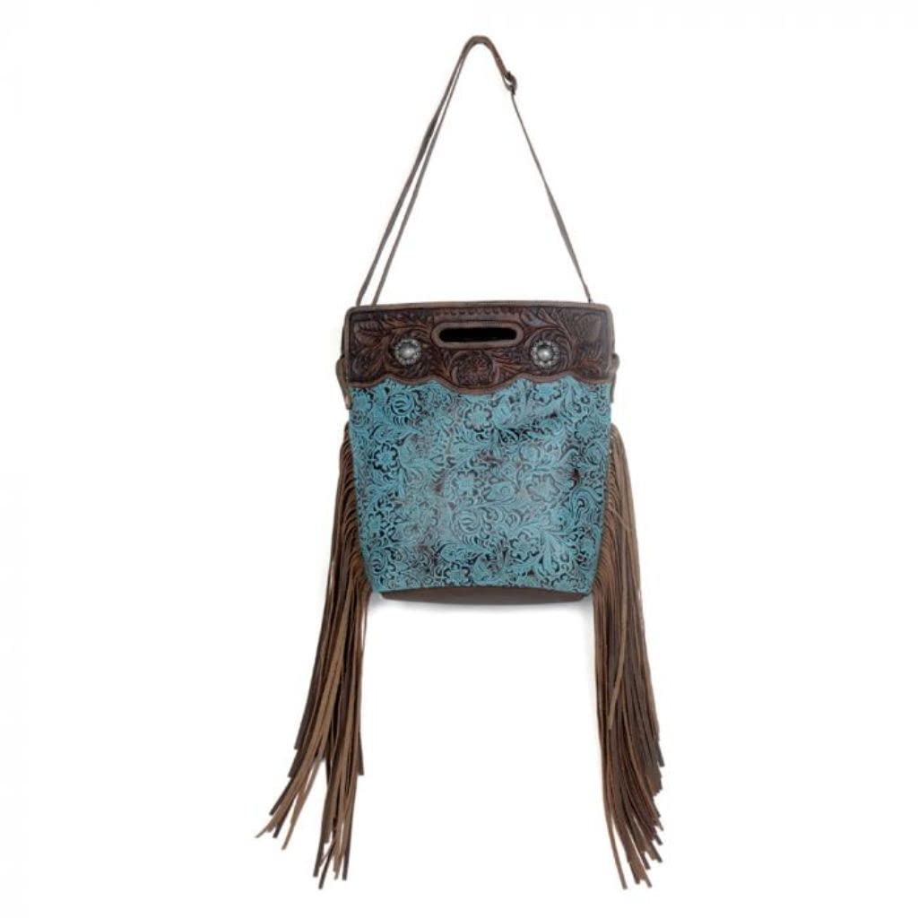 Myra Bag Blue Vine Hand-Tooled Bag S-3361
