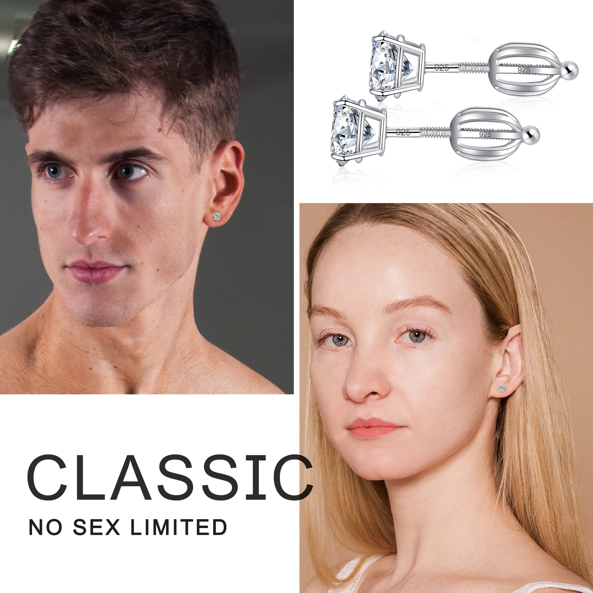LUCKMORA Pearl Screw Back Earrings for Women Sterling Silver Hypoallergenic 8mm Simulated Pearl Earrings Studs 18k White Gold Plated (pearl-white)