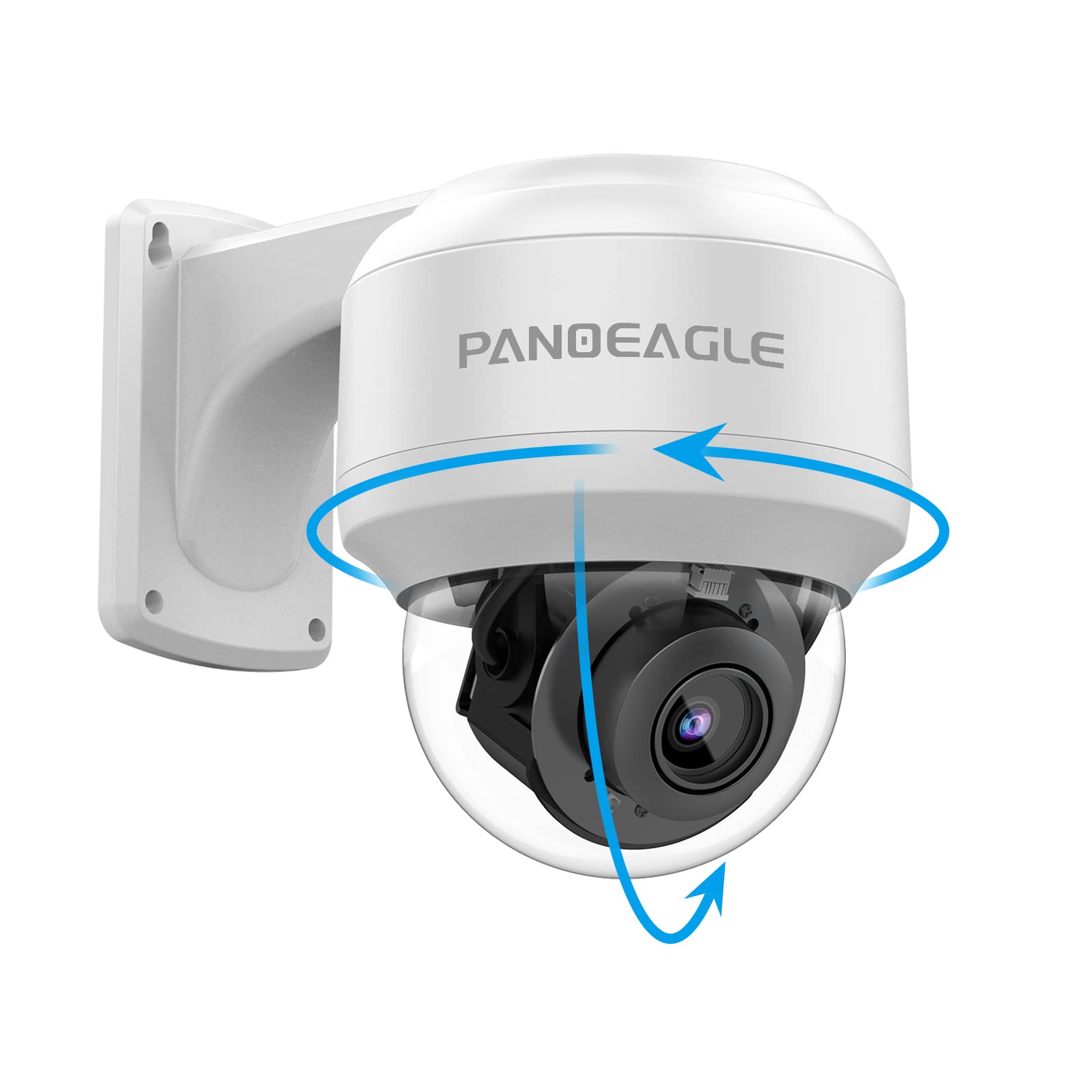 PANOEAGLE 8MP PTZ PoE IP Camera Outdoor Dome with 4X Optical Zoom 16x Digital Zoom,Built-in Mic,164ft IR Night Vision,IP67,IK10,Human Vehicle Detection
