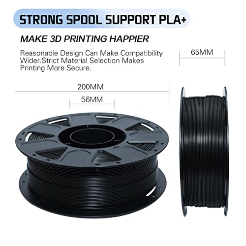 RongTong 3D Printer Filament PLA Plus (PLA+) 1.75mm Black, PLA + Filament 1kg Spool (2.2lbs) Toughness, 3D Printing Filament PLA Pro, Fit Most FDM Printers, Dimensional Accuracy +/- 0.03mm
