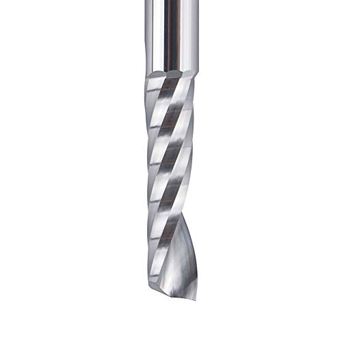 SpeTool Single Flute (O Flute) Spiral End Mill Aluminum Cutter Carbide Router 1 inch Cutting Length with 1/4Inch Shank for Aluminum Acrylic PVC MDF Plastic