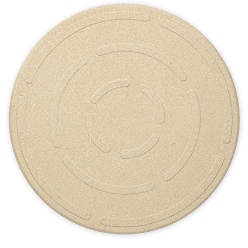 Navaris 14 Inch Round Cordierite Pizza Stone - XXL Baking Stone for BBQ Grill Oven for Homemade Crispy Crust Pizza, Bread, Cheese - Incl. Recipe Book