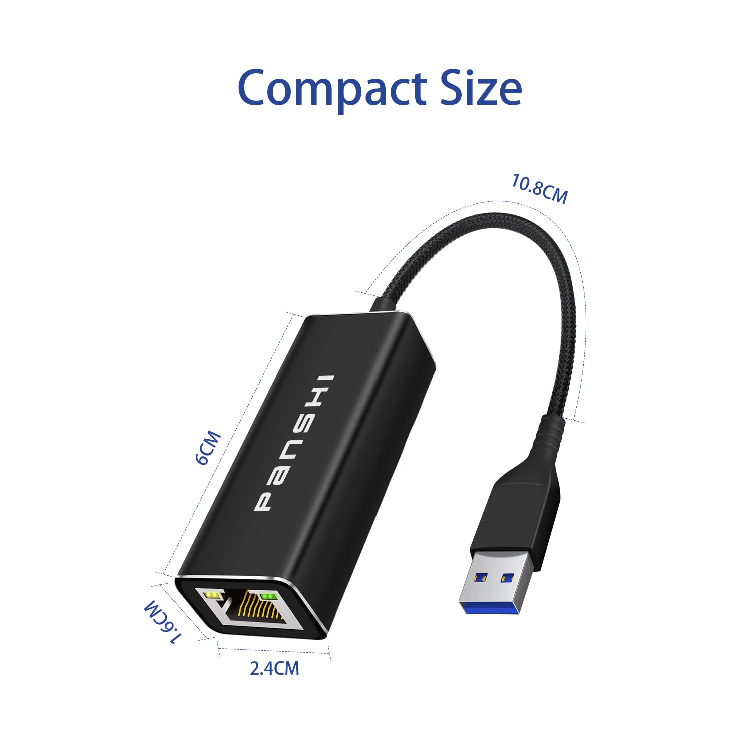 PANSHI USB3.0 to Ethernet Adapter USB to 10/100/1000 Mbps Gigabit Ethernet Adapter,USB A to RJ45 Wired LAN Network Adapter for Laptop PC Compatible for MacBook,Surface Windows, MacOS and More.