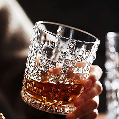MOBEBI Wineglass,Glass,12oz Crystal Whiskey Glasses, Rocks Glasses Set, Premium Old Fashioned Glasses for Drinking Bourbon, Vodka,Tequila-B-Set of 4 (Color : A, Size : Set of 4)