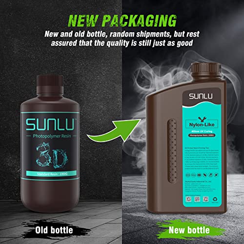 SUNLU 3D Printer Resin, Strong Durable Nylon Like 3D Resin for LCD DLP SLA Resin 3D Printers, 395-405nm UV Light Curing 3D Printing Liquid Photopolymer Resin, Good for Functional Parts, 1000g, Black